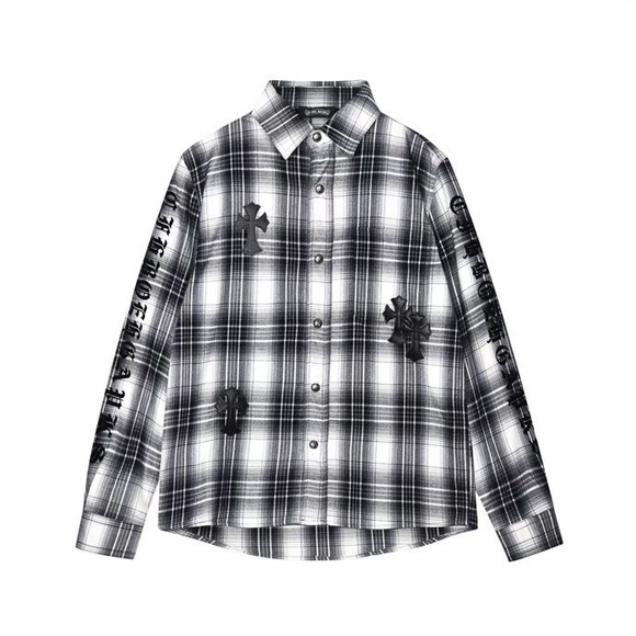 Chrome Hearts | Shirts | Chrome Hearts Black And White Plaid Long ...